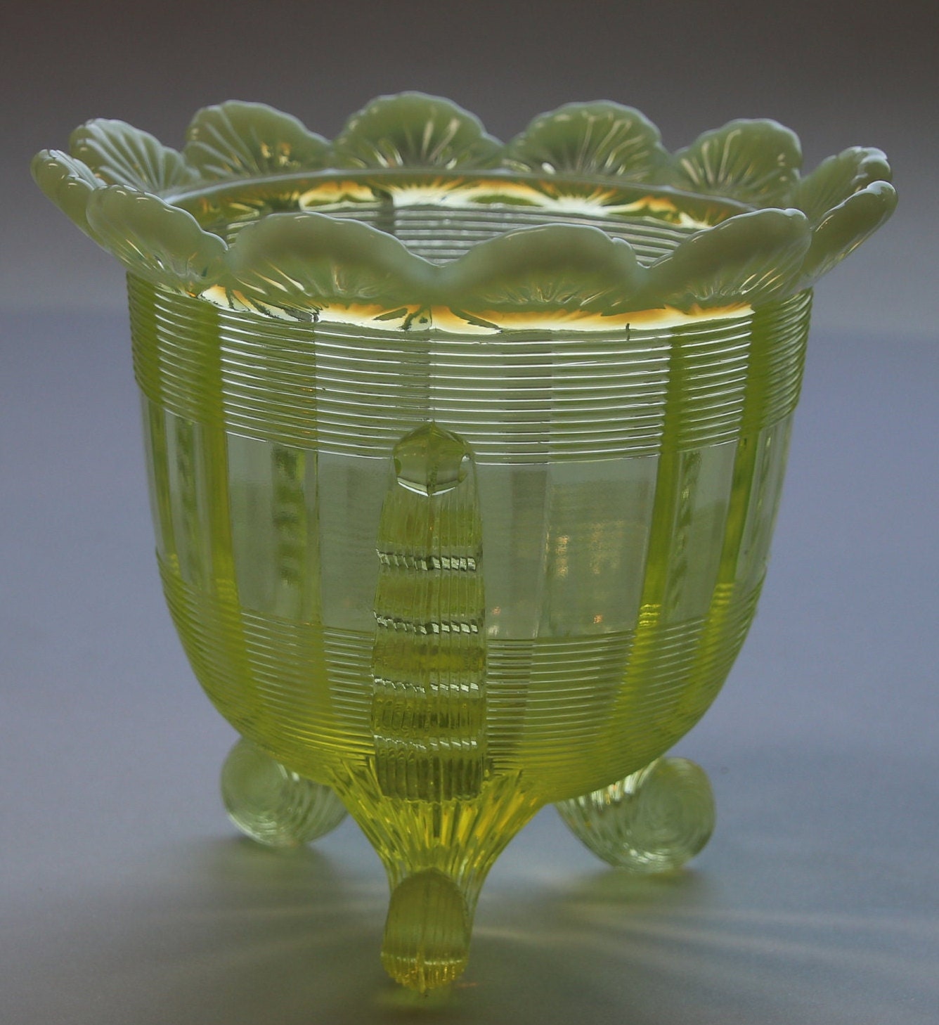 Vaseline Glass Opalescent Opal Antique Yellow Candy Bowl With Lid - Etsy