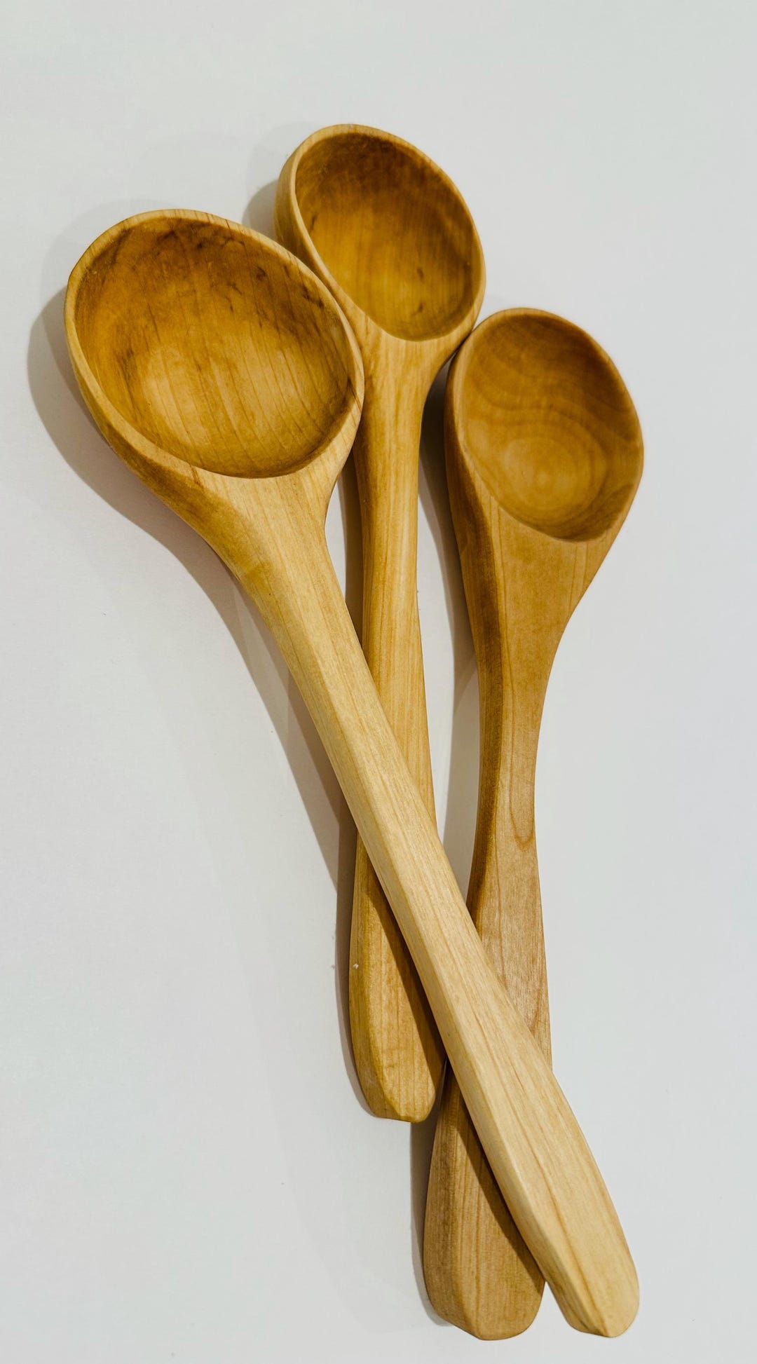Hand Carved Birch Wooden Spoons Kitchen or Serving Spoons. Beeswax ...