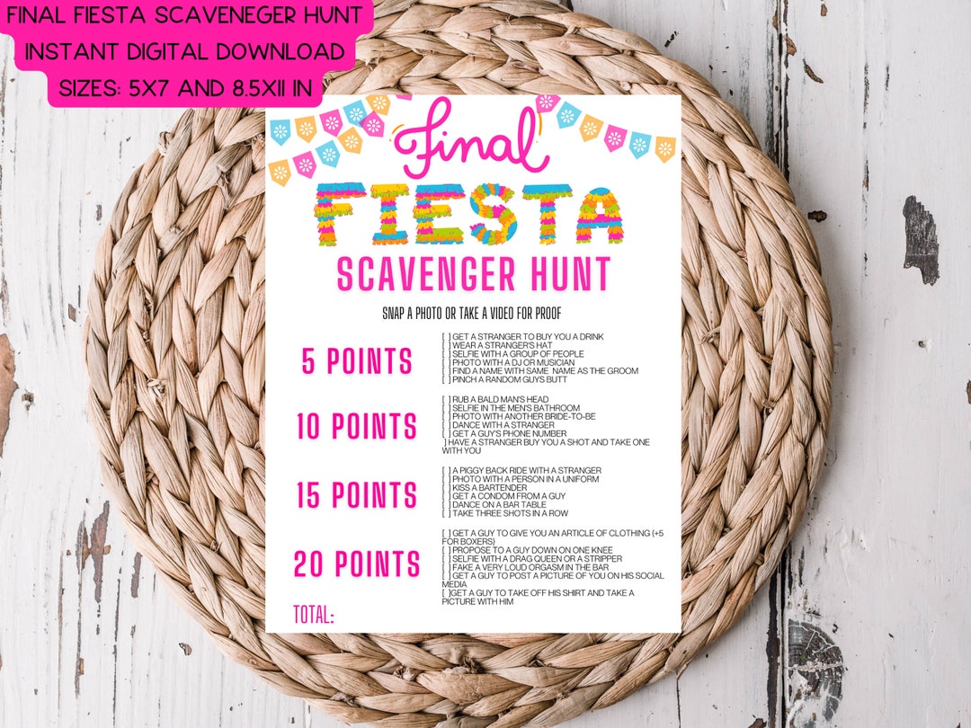 FINAL FIESTA Bachelorette Scavenger Hunt L Minimalist Bachelorette ...