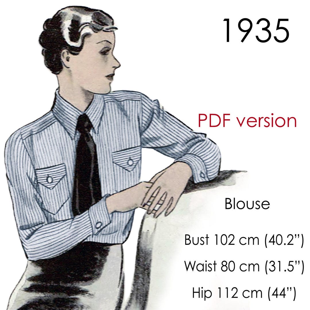 1930s Blouse Pattern. French Cuff, Patch Pockets, Original Vintage Size ...