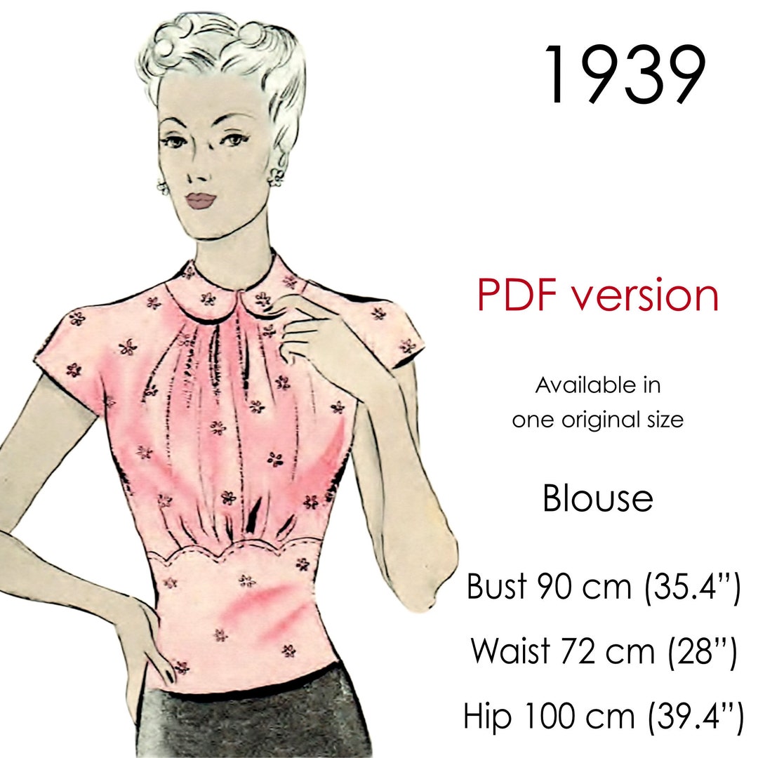 1930s Blouse Pattern. Scalloped Edges, Cut-on Sleeves. Original Vintage ...