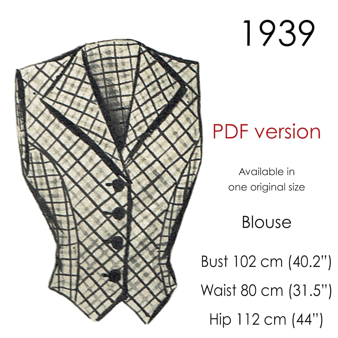 1930s Waistcoat Pattern, 30s Vest Pattern With Fold-back Collar and ...