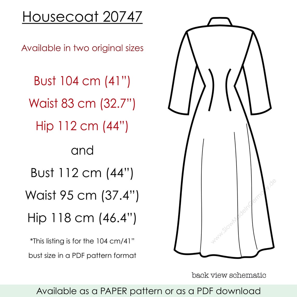 1950s Housecoat Sewing Pattern. Housecoat With Shawl Collar - Etsy