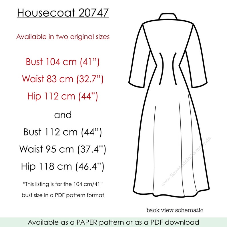 1950s Housecoat Sewing Pattern. Housecoat With Shawl Collar - Etsy