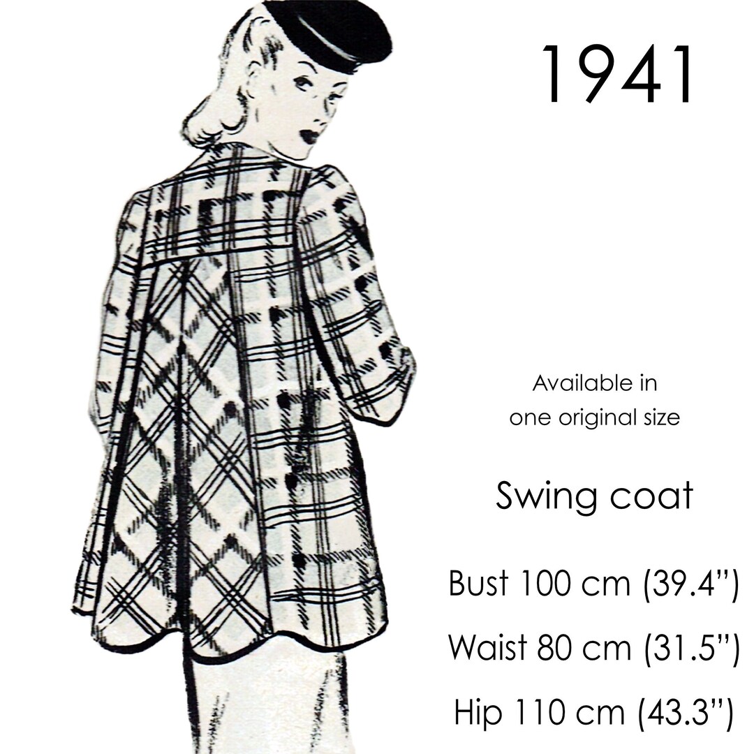 1940s Swing Coat Sewing Pattern. Swing Coat With Yoke and Flared Back ...