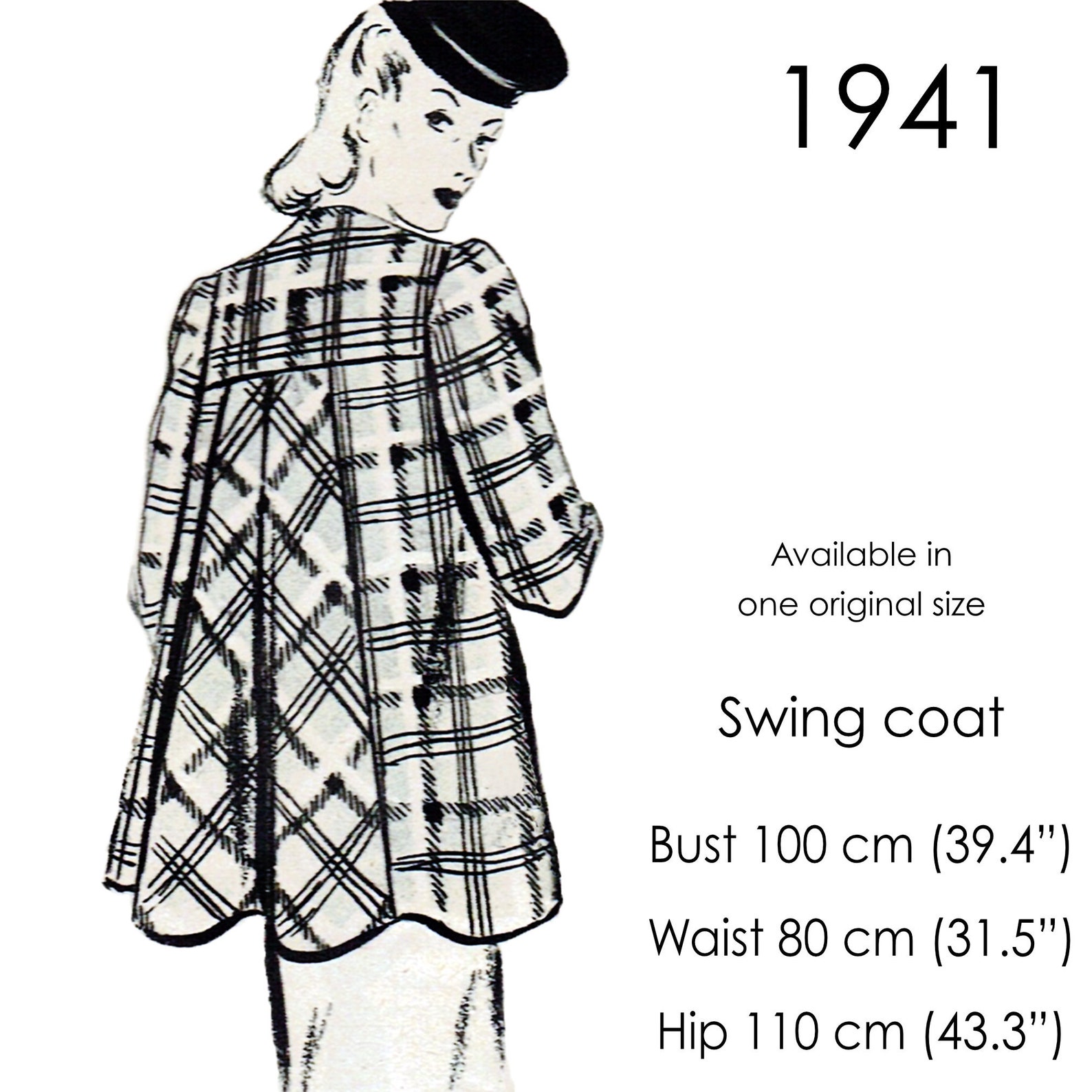 1940s Swing Coat Sewing Pattern. Swing Coat With Yoke and Flared Back ...
