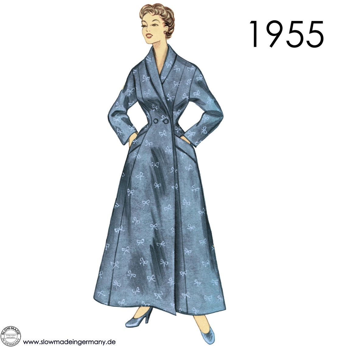 1950s Housecoat Sewing Pattern. Housecoat With Rever Collar, Double ...