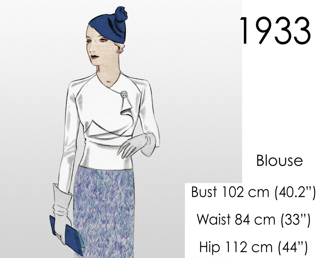 1933 Blouse Pattern With Waterfall Draped Collar. PDF Vintage - Etsy