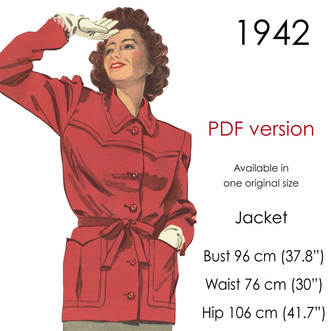 1940s Jacket Pattern. Yokes, Patch Pockets. Original Vintage Size 96 Cm ...