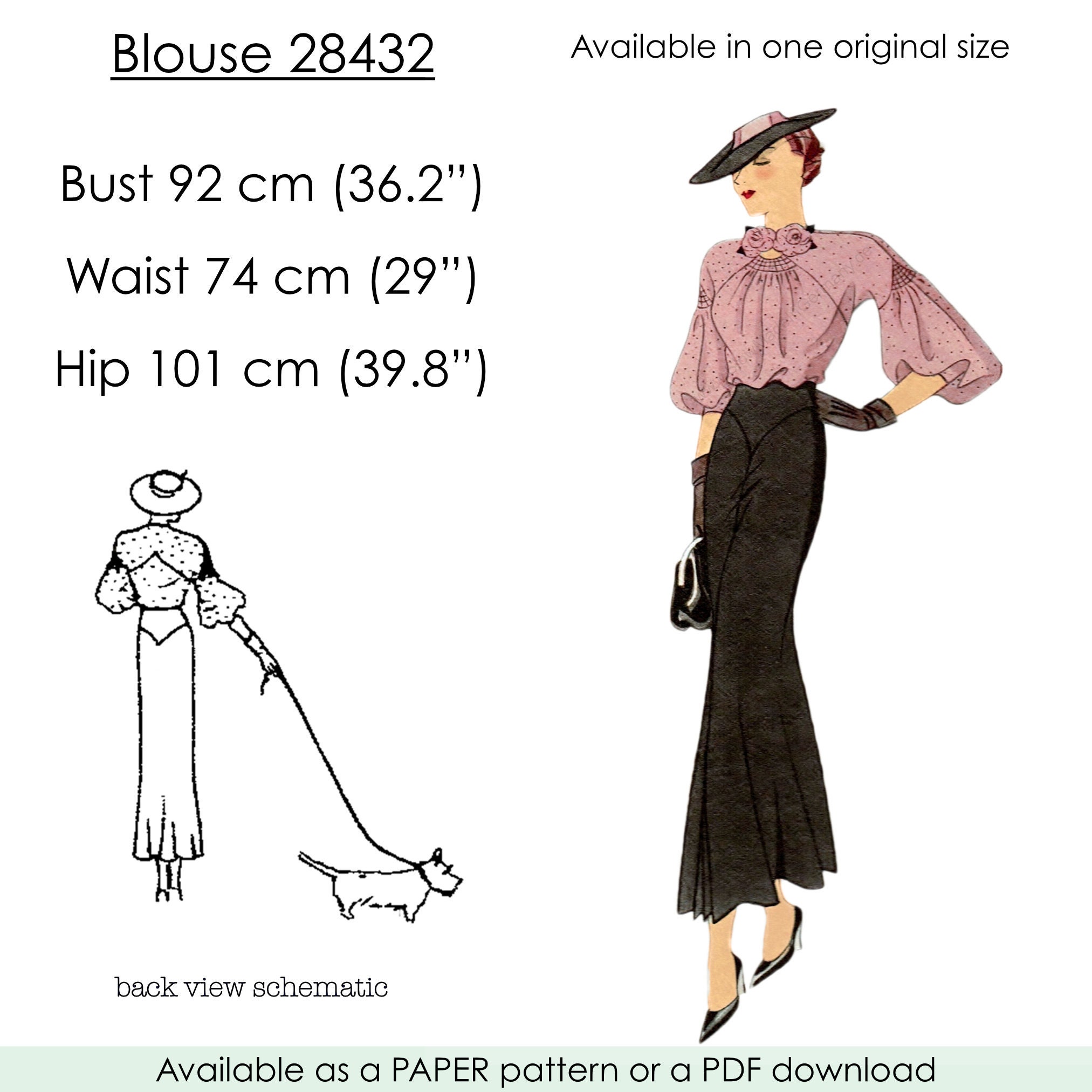 1930s Blouse Sewing Pattern. Blouse With Gathers, Shirring, Keyhole ...