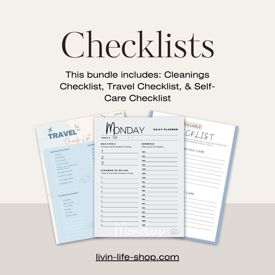 Printable Checklist Bundle - Etsy