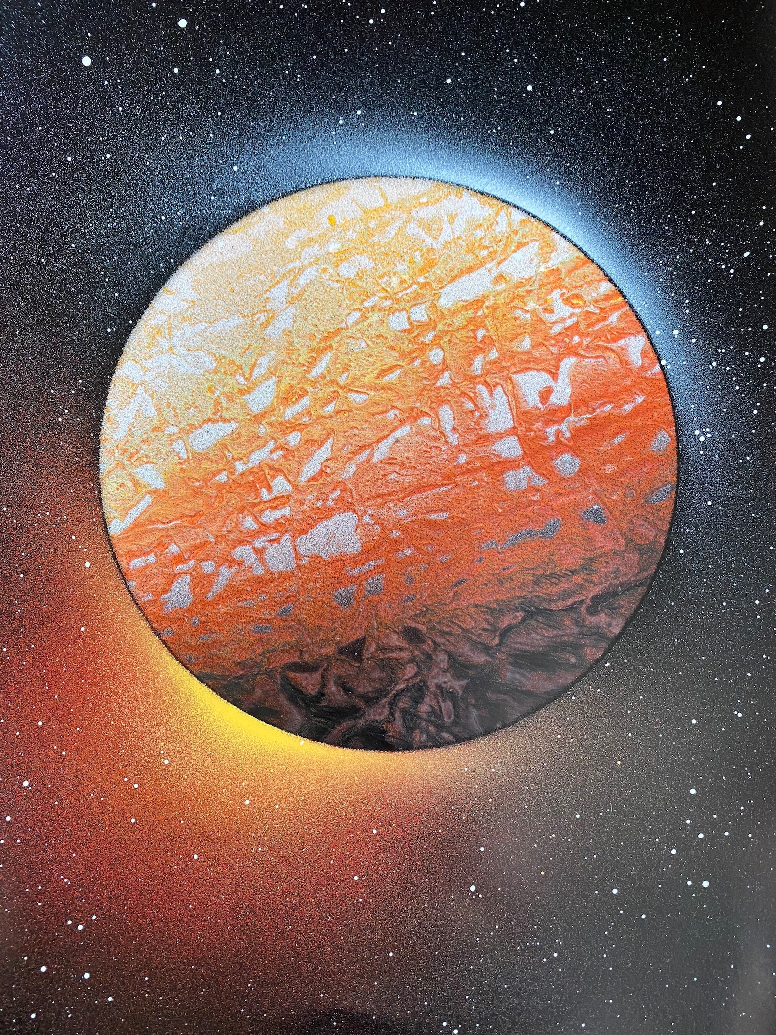 Spray Paint Art - A4 Orange Planet - Etsy