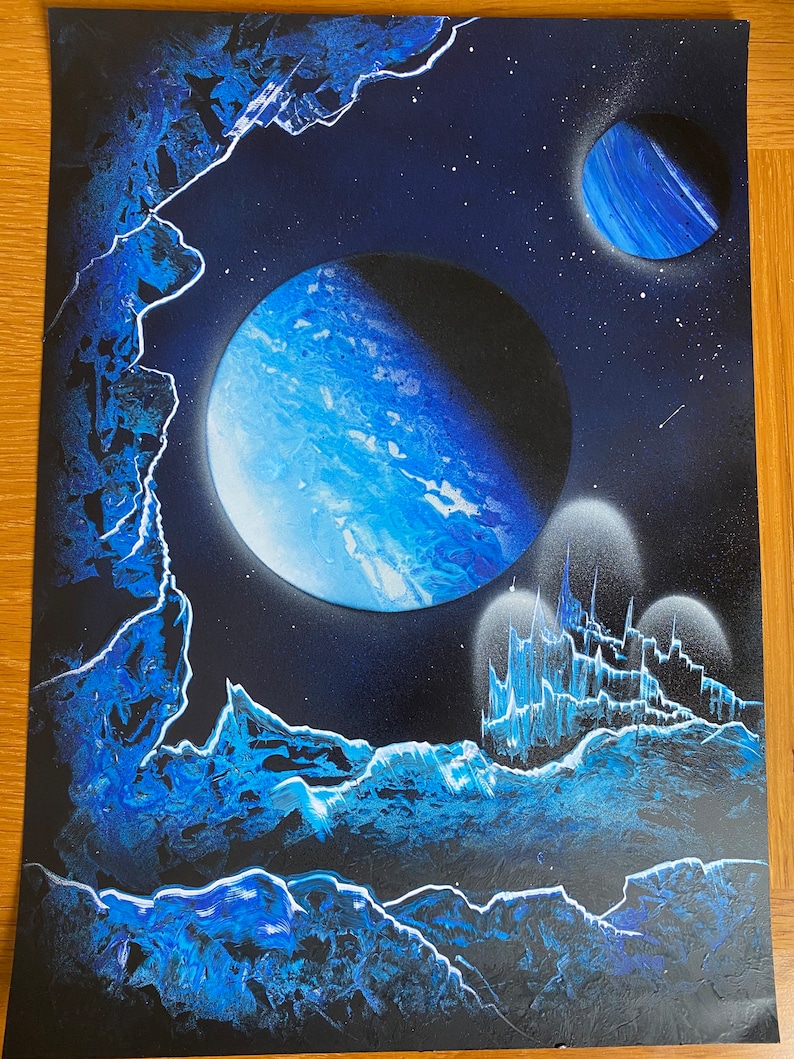 Spray Paint Art Life on a Blue Planet - Etsy
