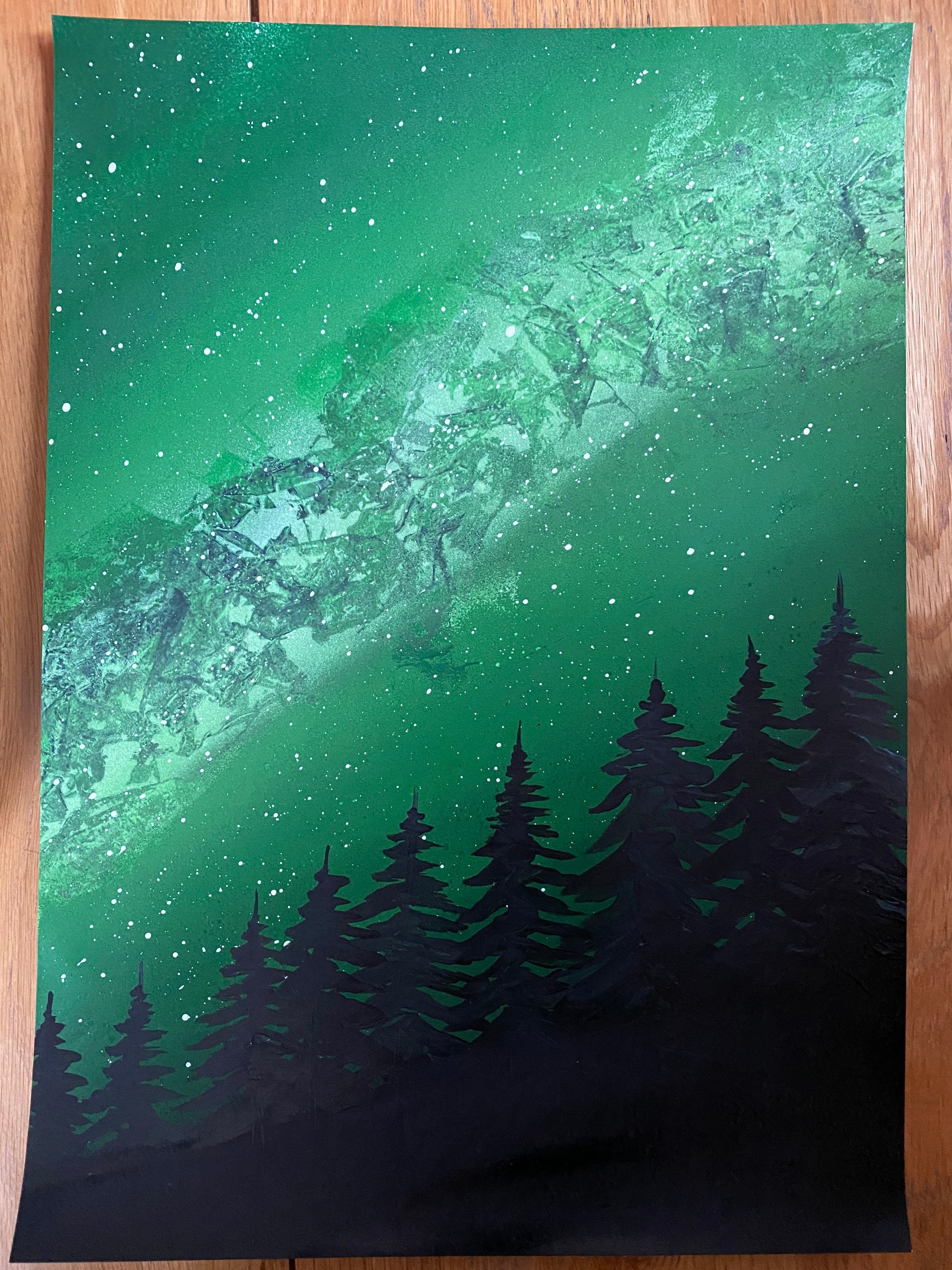 Spray Paint Art - Green Forest Nebula - Etsy