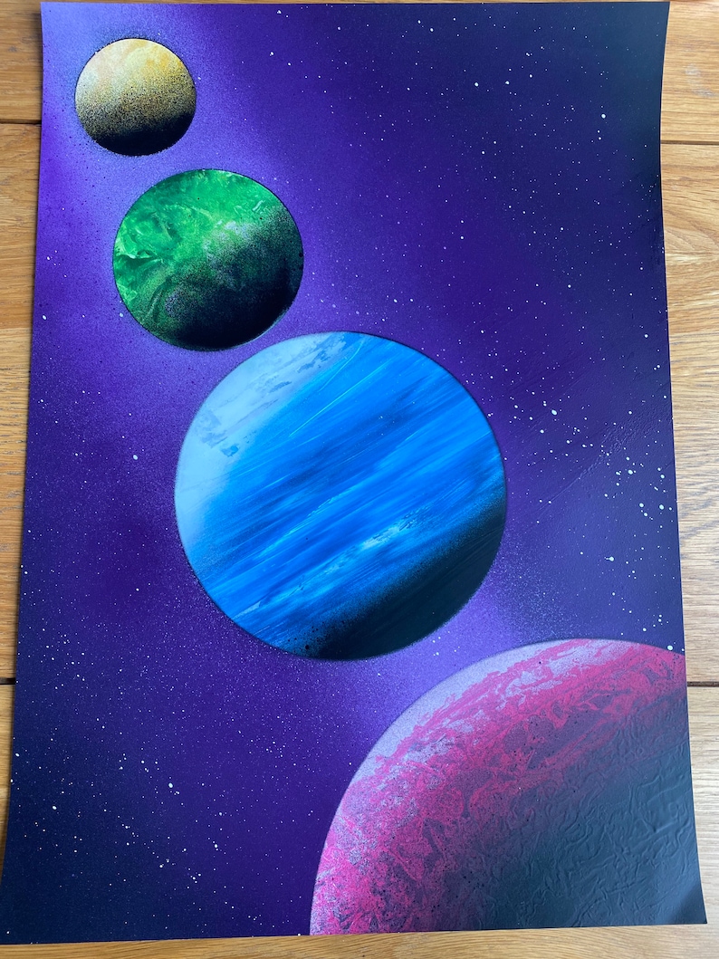 Spray Paint Art - Orderly Planets - Etsy