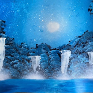 Spray Paint Art - Nighttime Waterfalls - Etsy