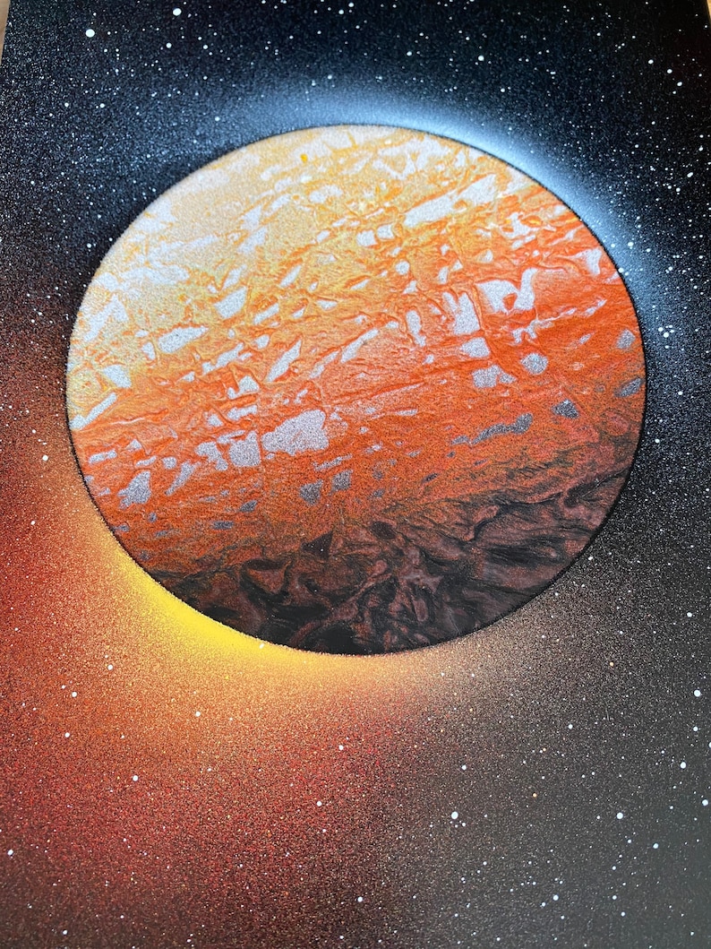 Spray Paint Art - A4 Orange Planet - Etsy