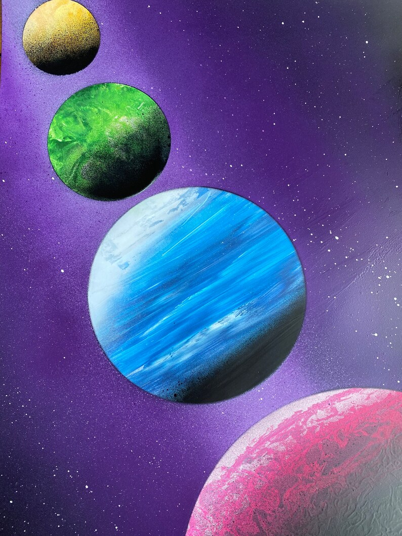 Spray Paint Art - Orderly Planets - Etsy
