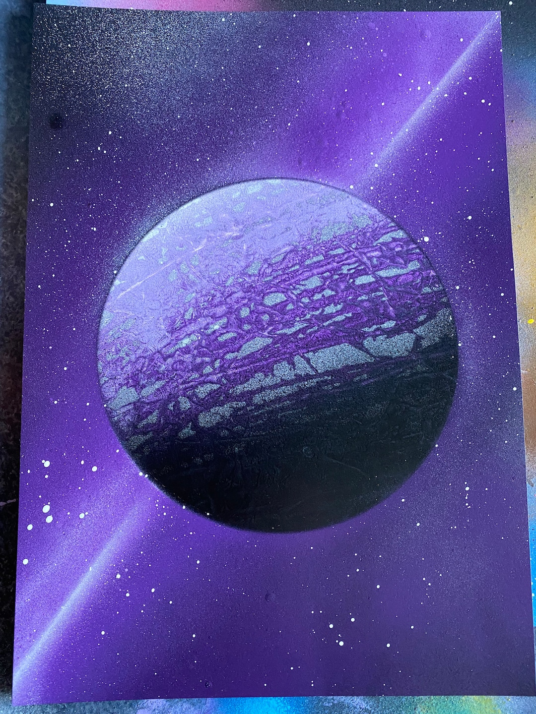 Spray Paint Art - A4 Purple Planet - Etsy