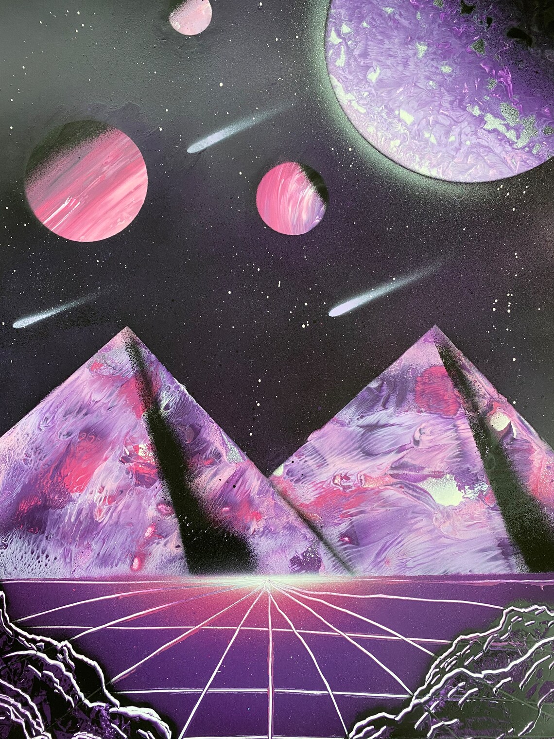 Spray Paint Art Purple Pyramid Planet - Etsy
