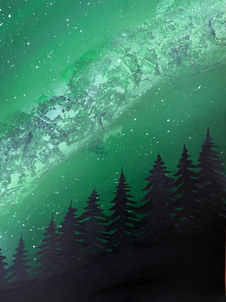Spray Paint Art - Green Forest Nebula - Etsy