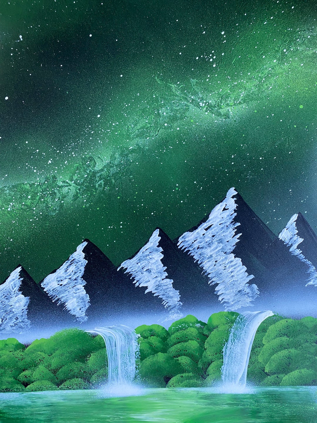 Spray Paint Art - Green Nebula - Etsy