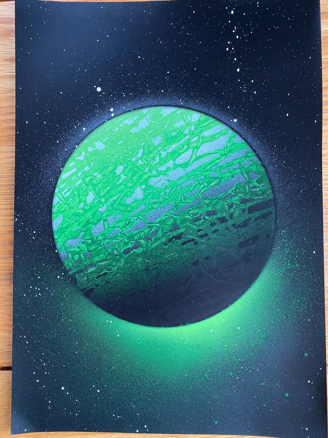 Spray Paint Art A4 Planet Painting - Etsy