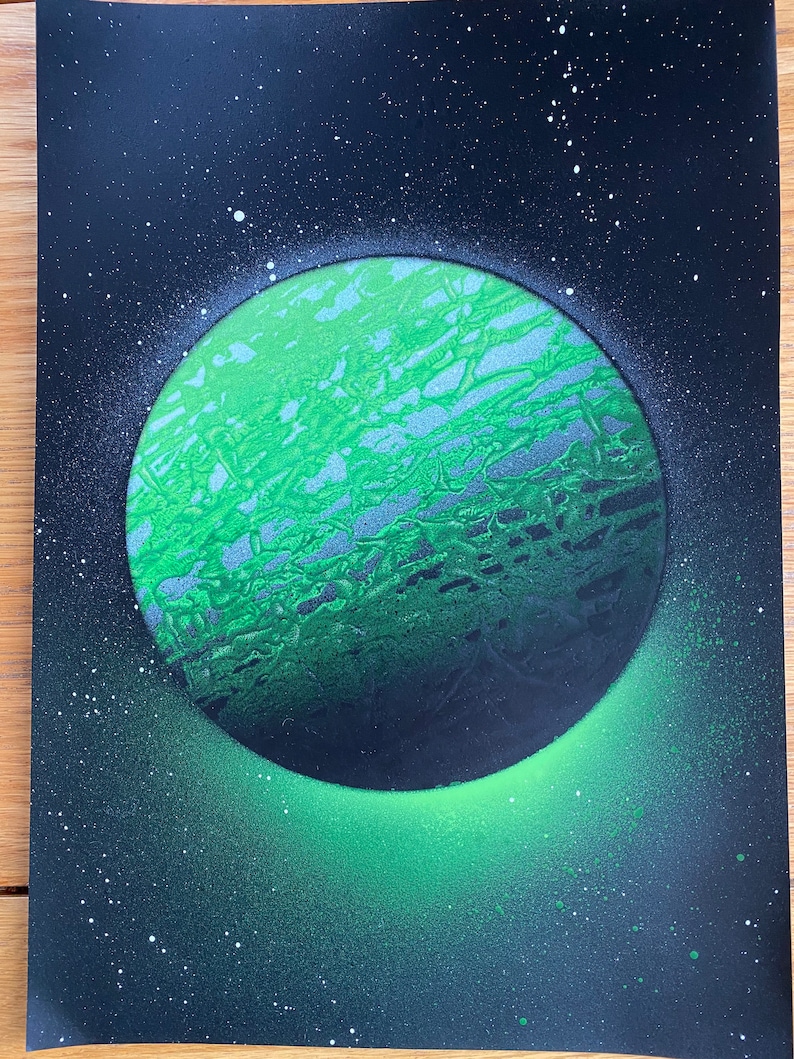 Spray Paint Art - A4 Planet Painting - Etsy