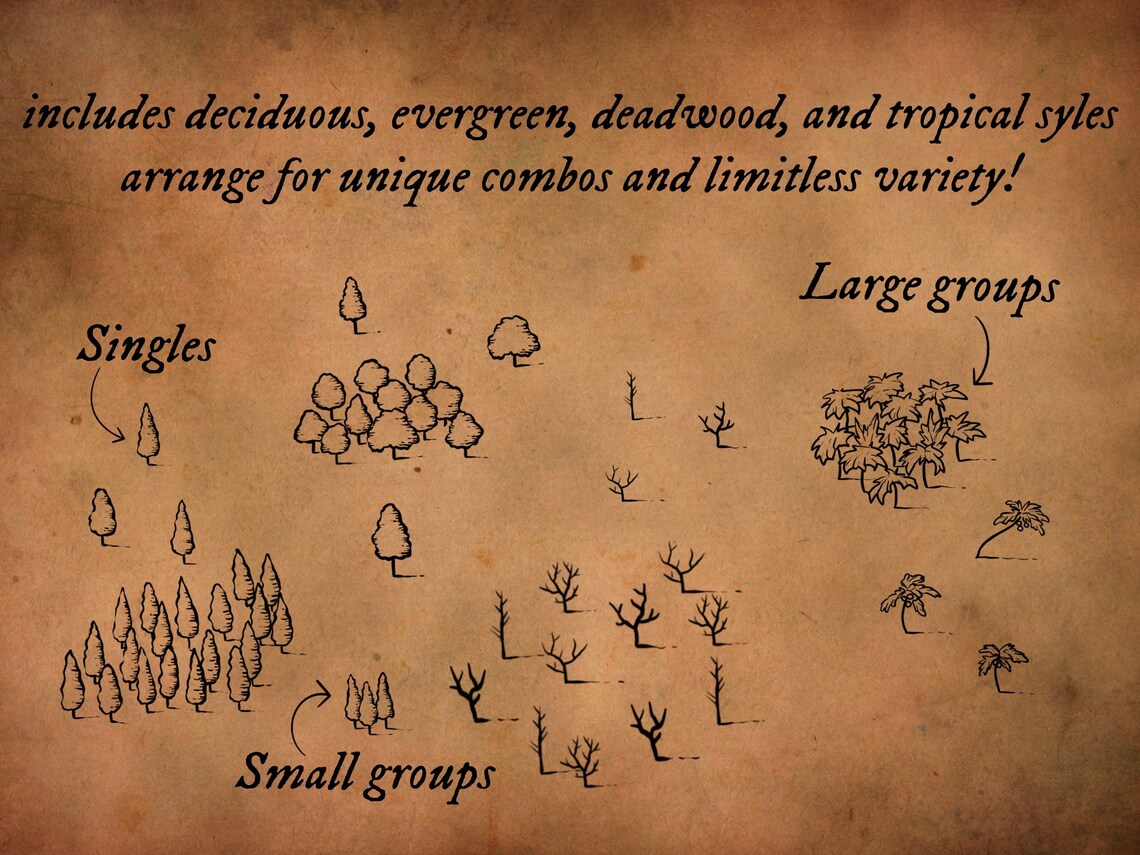 46 Tree Stamps for Procreate Forest Brushes for Fantasy Maps - Etsy