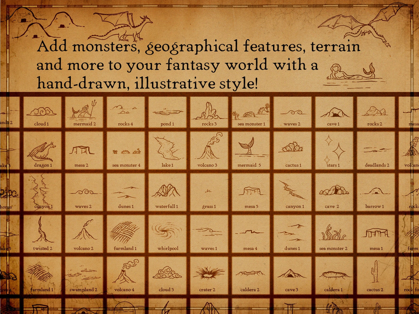 Fantasy Map Icons Volume 2 for Procreate and Photoshop, Map Symbol ...