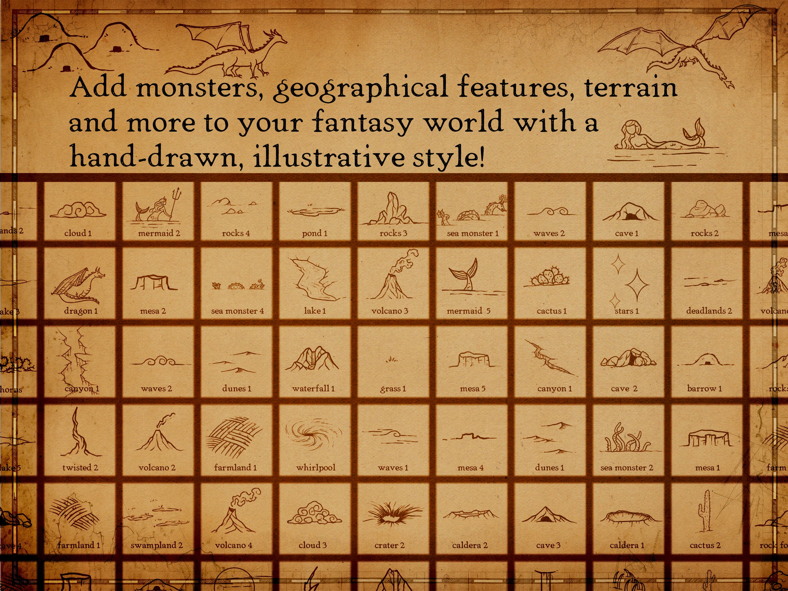 Fantasy Map Icons Volume 2 for Procreate and Photoshop, Map Symbol ...