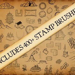 Mapmaking Brushes Bundle Procreate Photoshop Map Stamps Assets Seamless ...