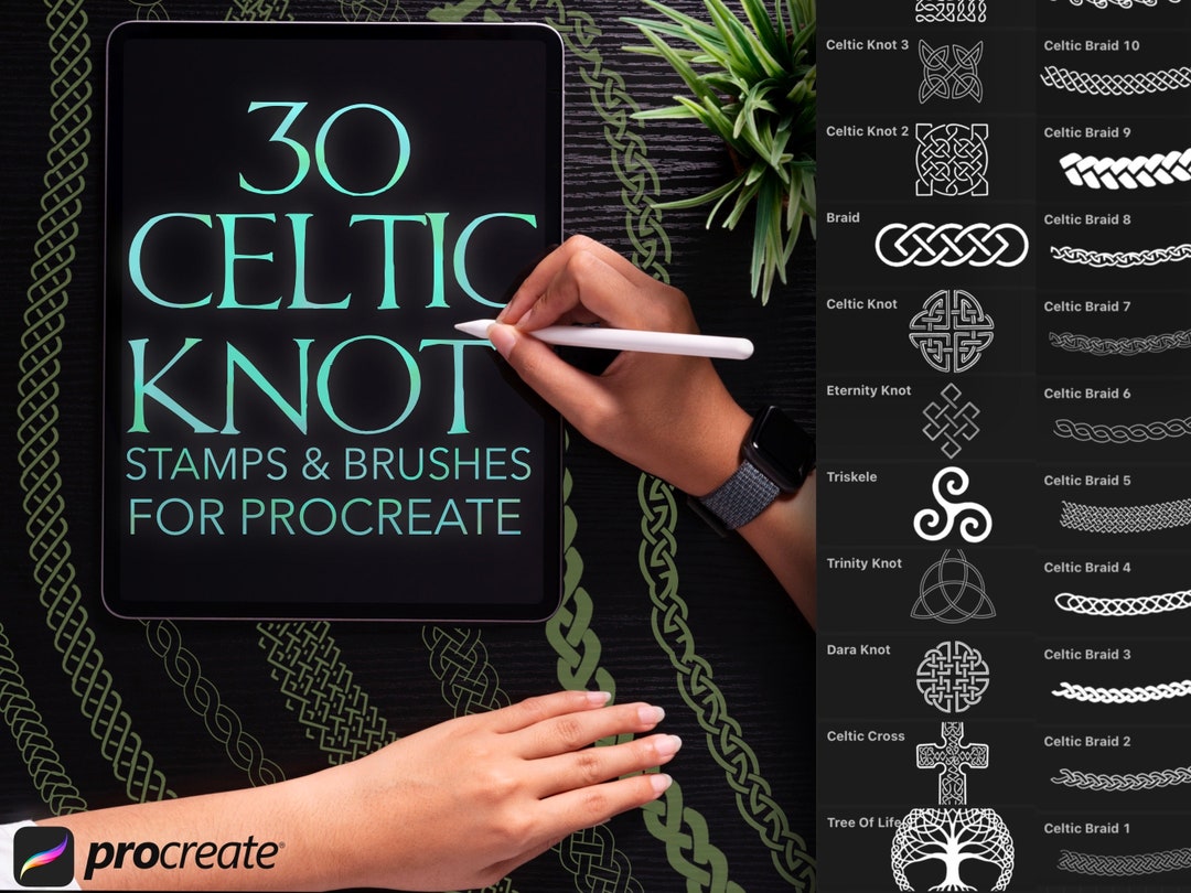 30 Celtic Knot and Braid Procreate Brushes Procreate Stamps Celtic Scottish Irish Welsh Designs ...