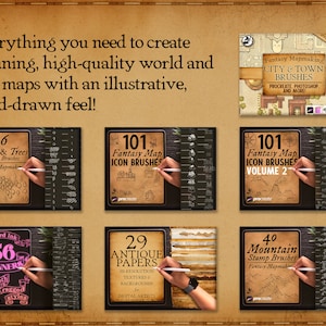 Mapmaking Brushes Bundle Procreate Photoshop Map Stamps Assets Seamless ...