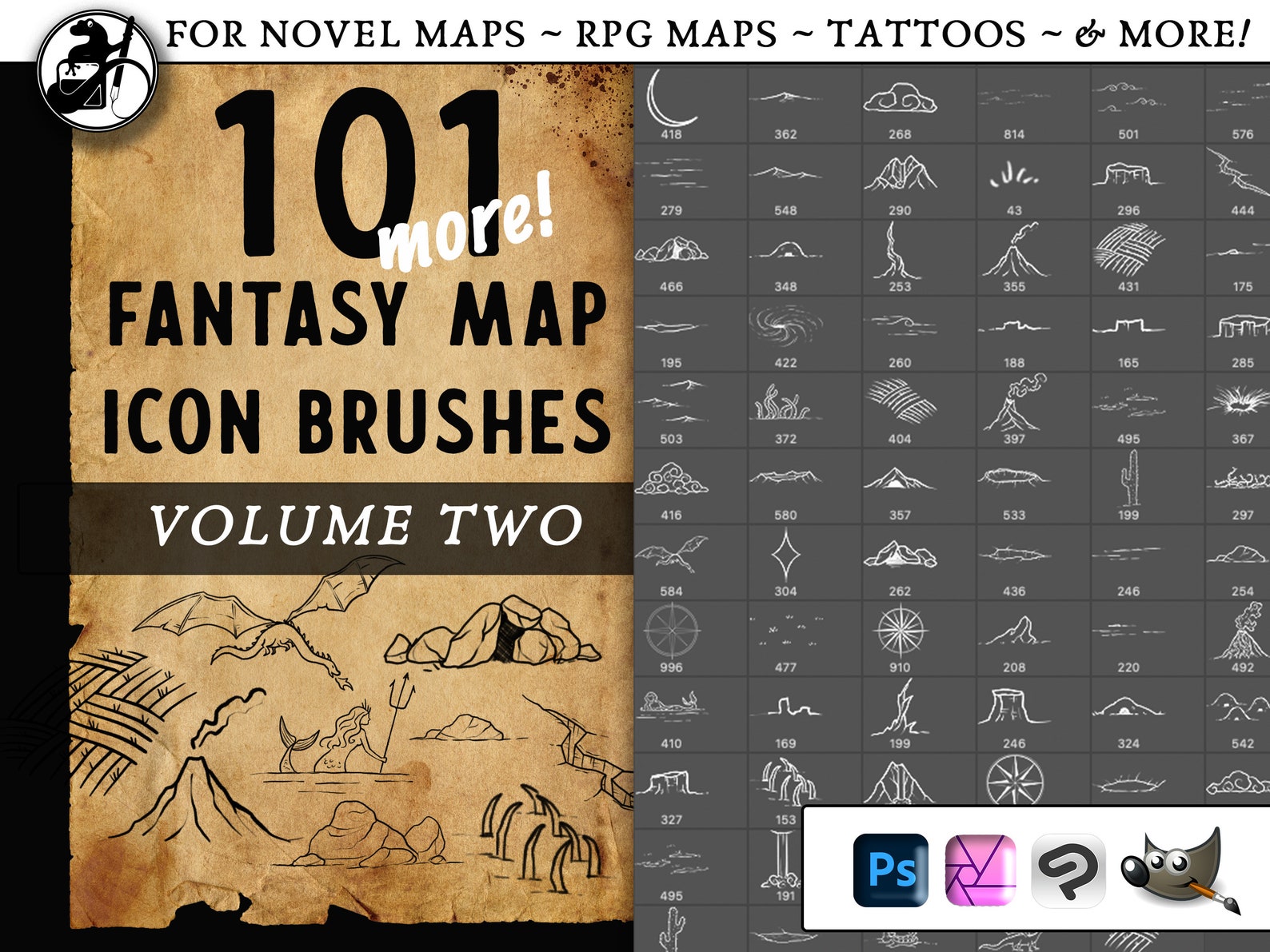 Fantasy Map Icons Volume 2 for Photoshop, Clip Studio, Gimp, Affinity ...