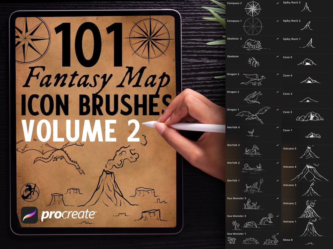 Fantasy Map Icons Volume 2 for PROCREATE, Map Symbol Stamps, Mapmaking, Dnd Maps, Diy Maps ...