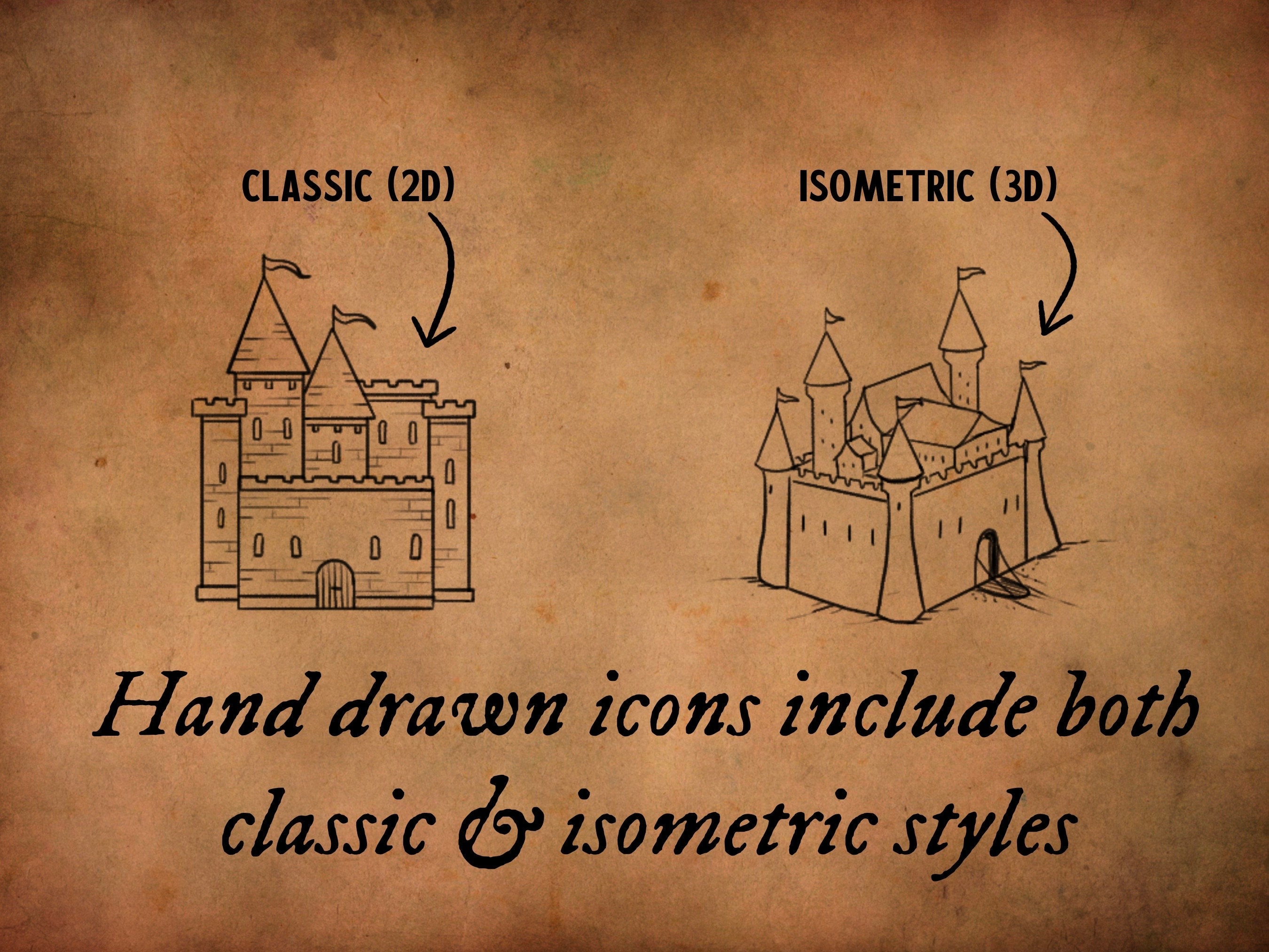 101 Fantasy Map Icons Brush Set: Procreate & Photoshop - Etsy UK