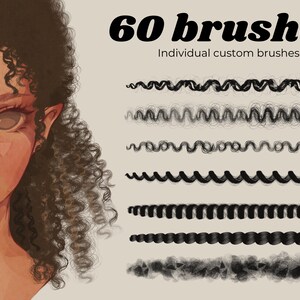 60 Procreate Curly Hair Brushes | Braid Brushes | Strands Brush Set ...