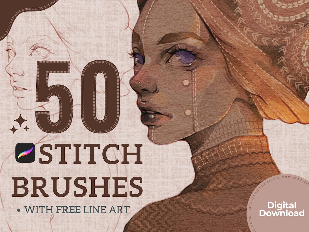 50 Procreate Stitch & Embroidery Brushes: Digital Art Details (digital ...