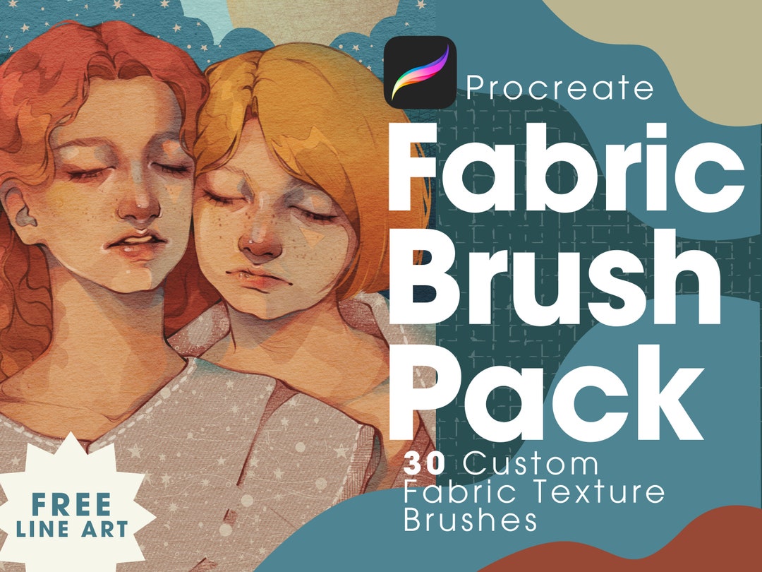 30 Procreate Fabric Texture Brushes | FREE Line Art | Clothes Texture ...