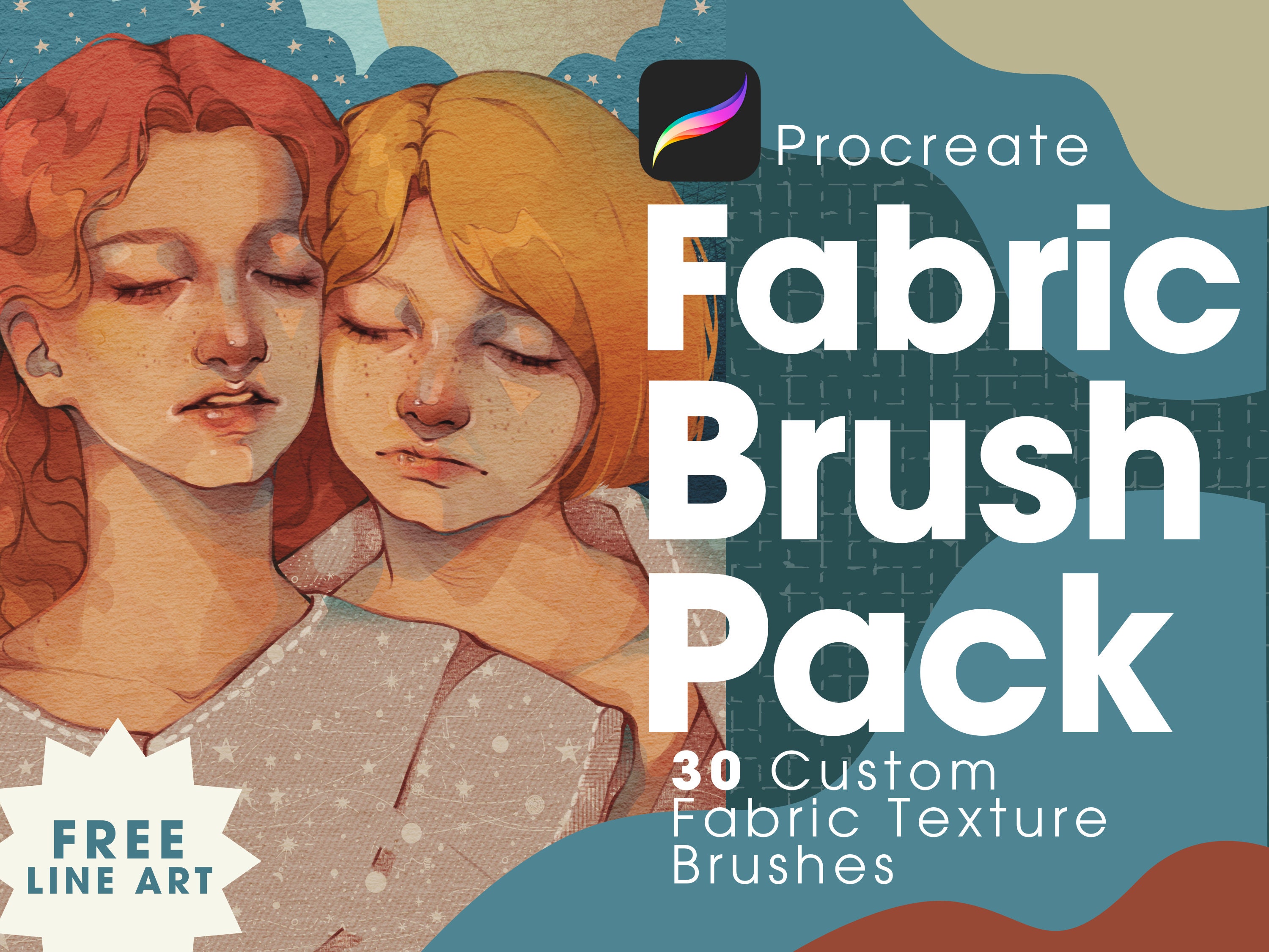 30 Procreate Fabric Texture Brushes: Custom Clothes Brushes (digital ...