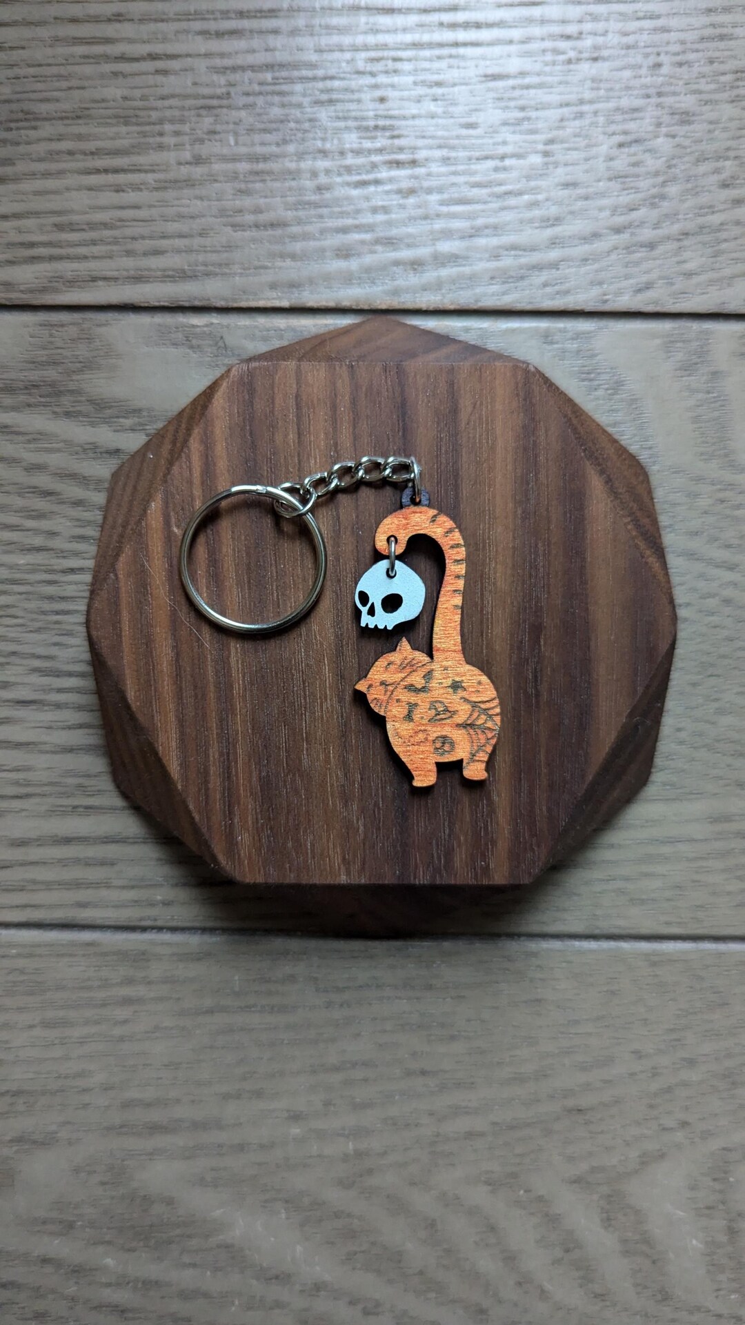 Halloween Cat - Wood Keychain - Etsy