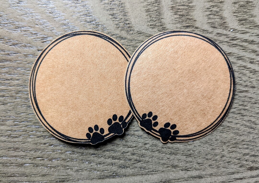 Paw Print Note - Kraft Sticker Set - Etsy