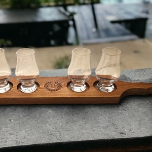 Bourbon Flight Board With Custom Engraving, White Oak Tasting Tray ...
