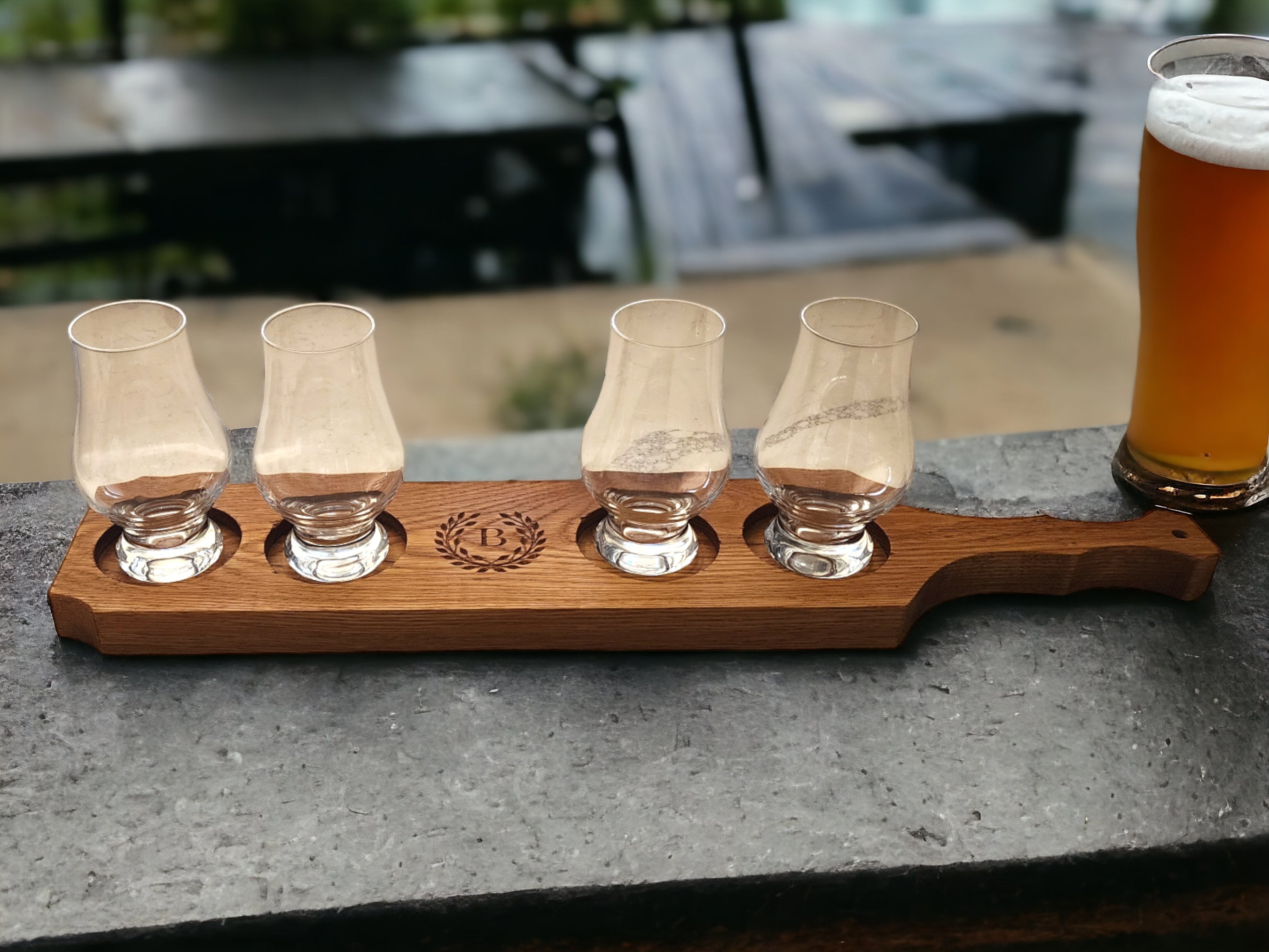 Bourbon Flight Board With Custom Engraving, White Oak Tasting Tray ...