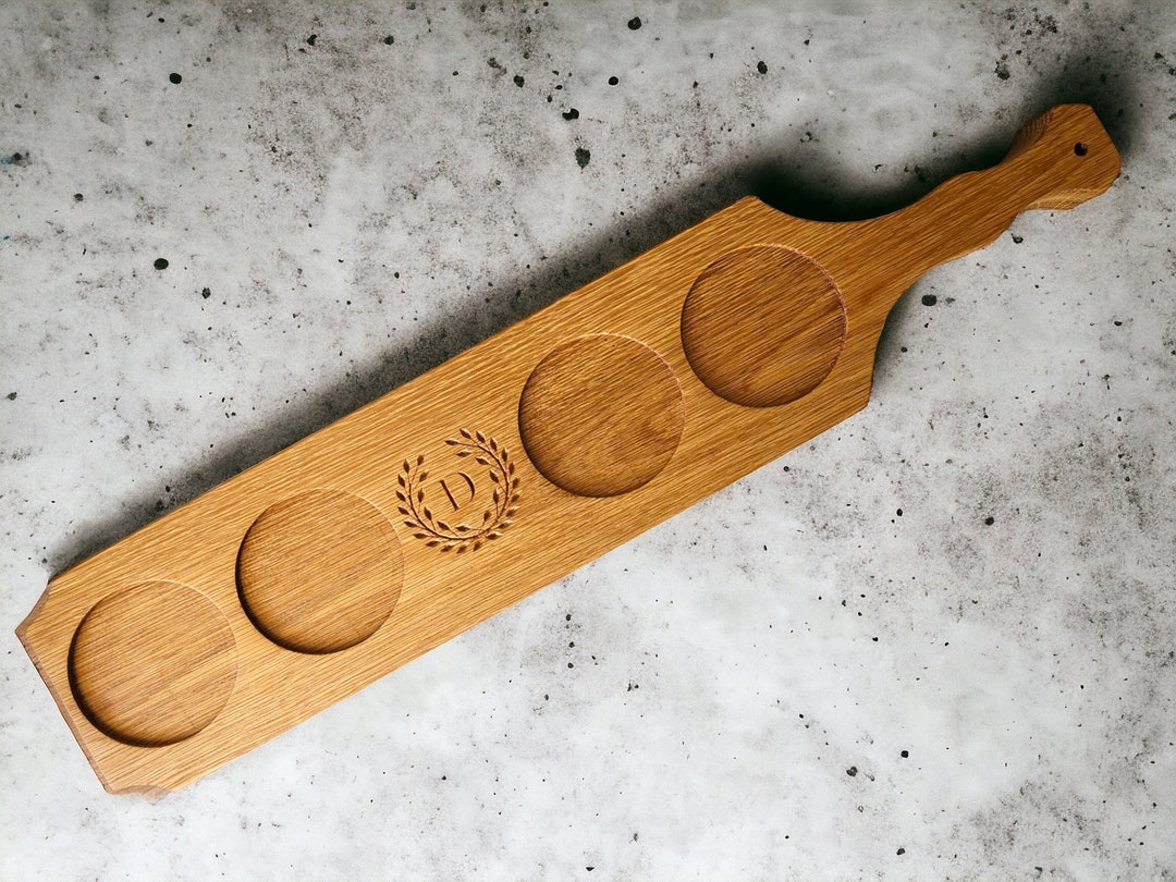 Bourbon Flight Board With Custom Engraving, White Oak Tasting Tray ...