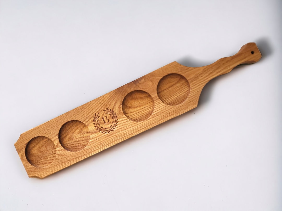 Bourbon Flight Board With Custom Engraving, White Oak Tasting Tray ...