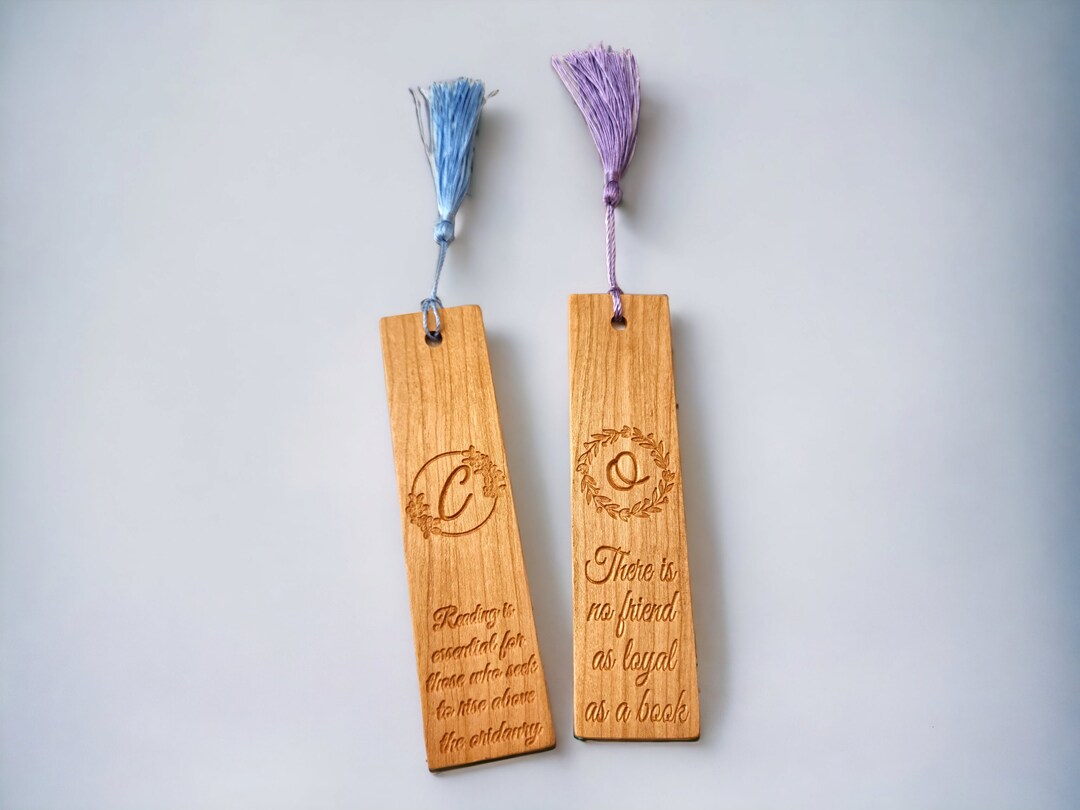 Personalized Wood Bookmark Custom Monogram Bookmark Engraved - Etsy