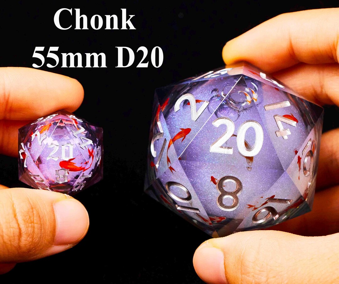 Black Koi Liquid Core Dice D20, 55 Mm Oversized D20 Dice for Role ...