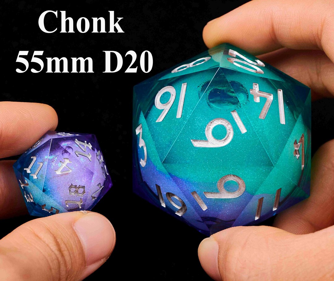 Jade Green Liquid Core Chonk D20, Oversized D20 Dice for Pathfinder ...